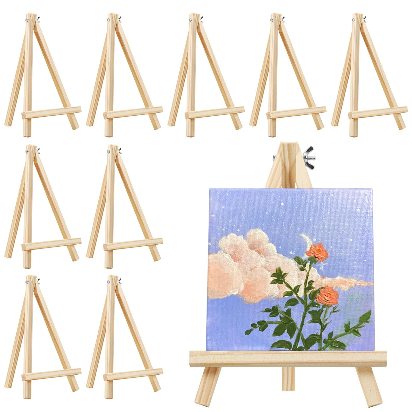 9 Inch Wood Easels, Easel Stand for Painting, Art Craft Painting Party ...