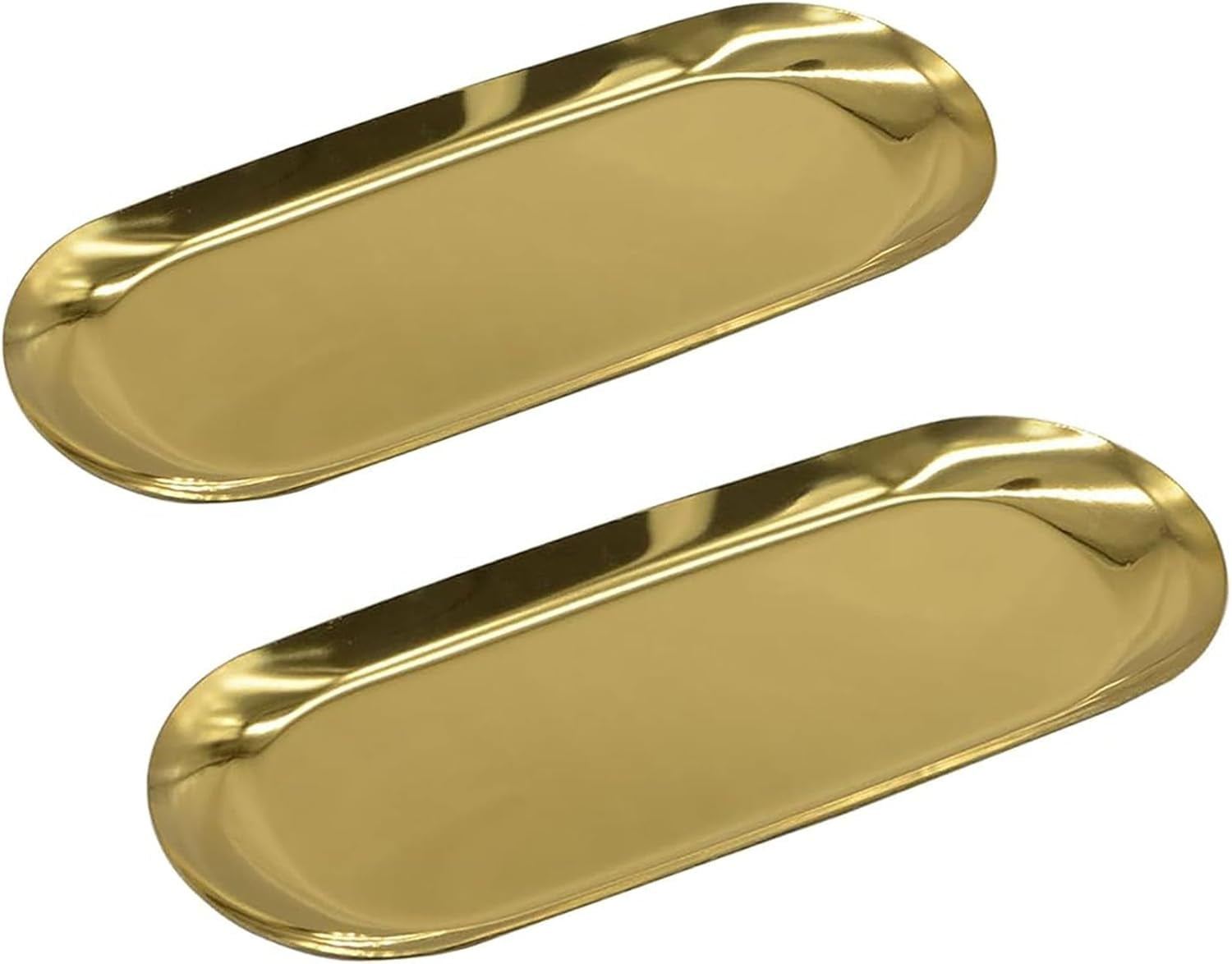 9 Inch x 3.8 Inch Trinket Tray Gold Oval Stainless Steel Small Serving ...