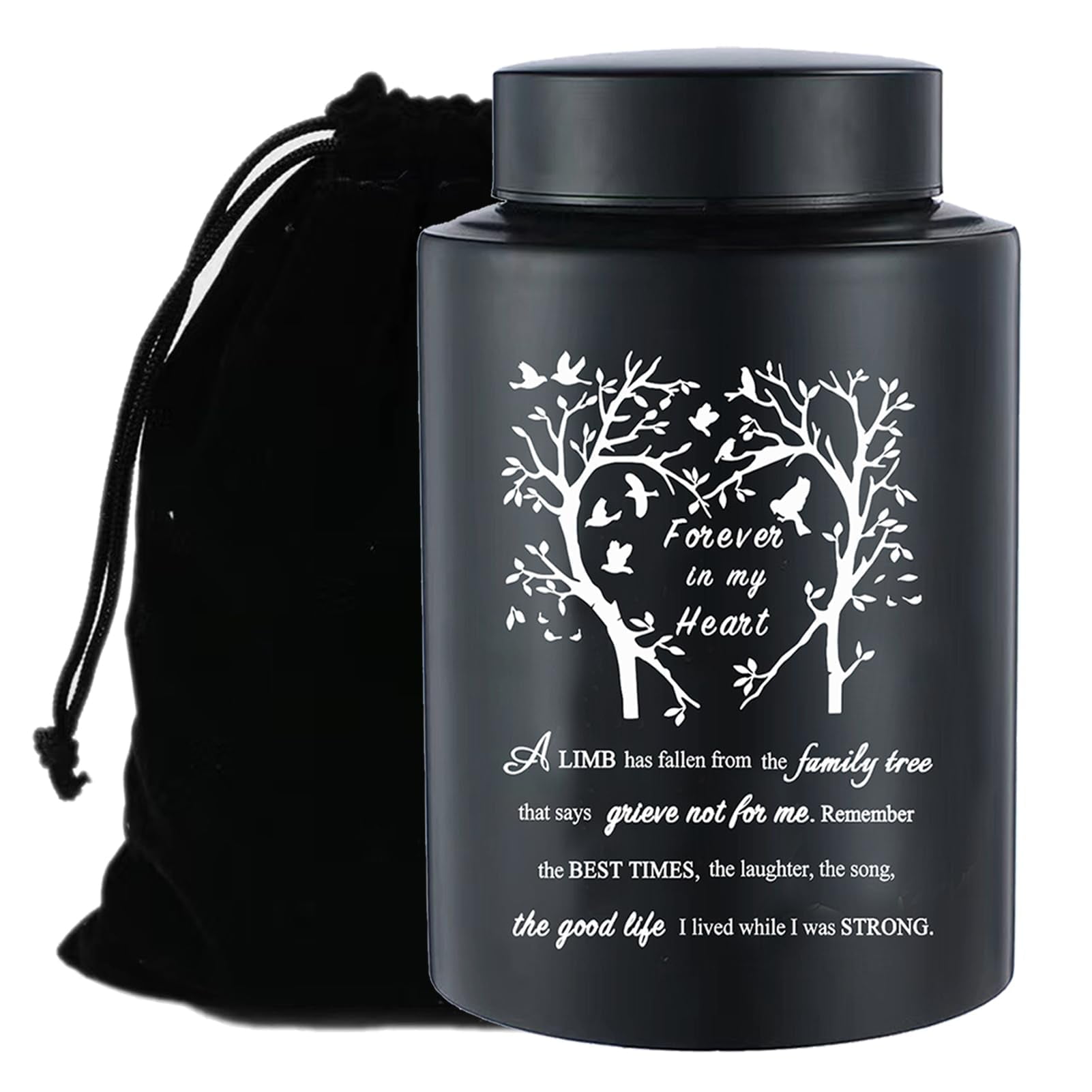 9 Inches Large Urn for Human Ashes Stainless Black Cremation Urn Adult ...