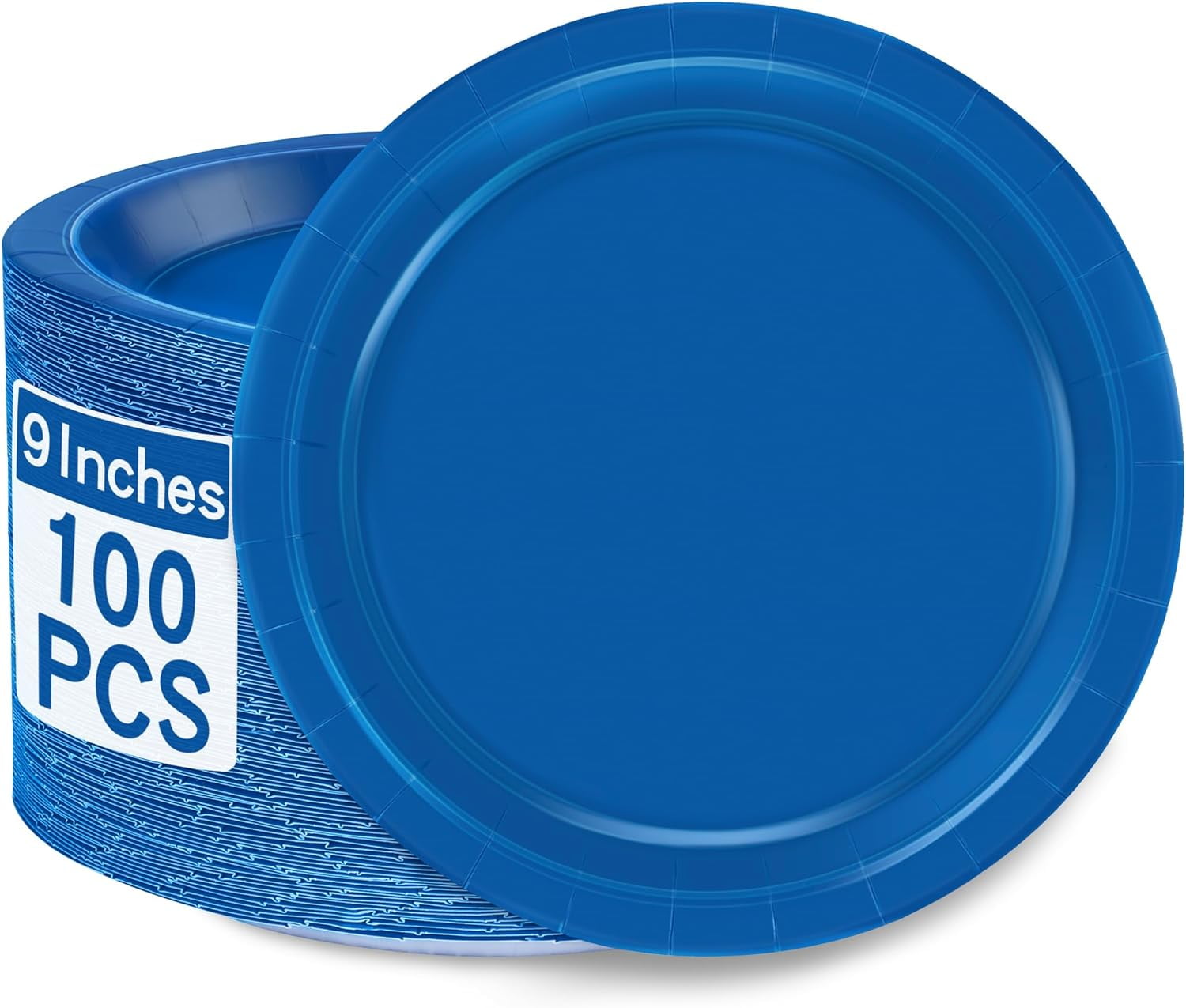 PHYSUN-9 Inches Paper Plates, 100 PCS Blue Disposable Plates, Sturdy ...