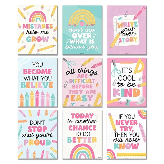 9 Inspirational Classroom Posters for Teacher Growth Mindset Wall Art ...