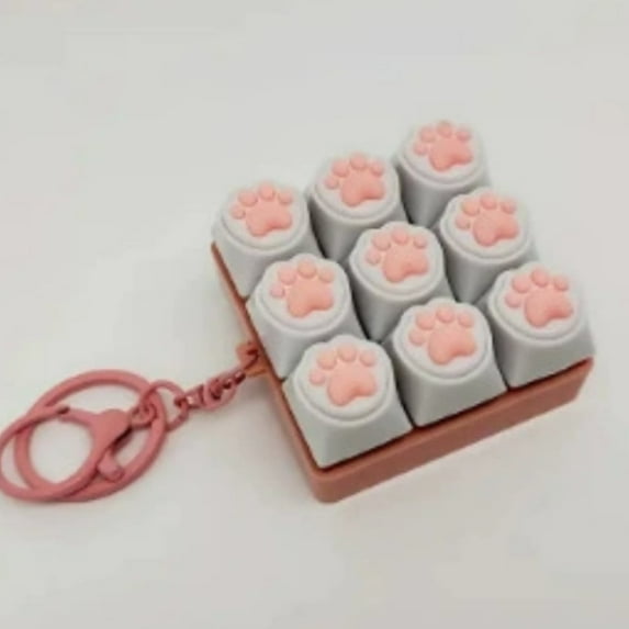 9-Key Mechanical Switch Fidget Keychain, Silicone Cat Paw Stress Relief ...