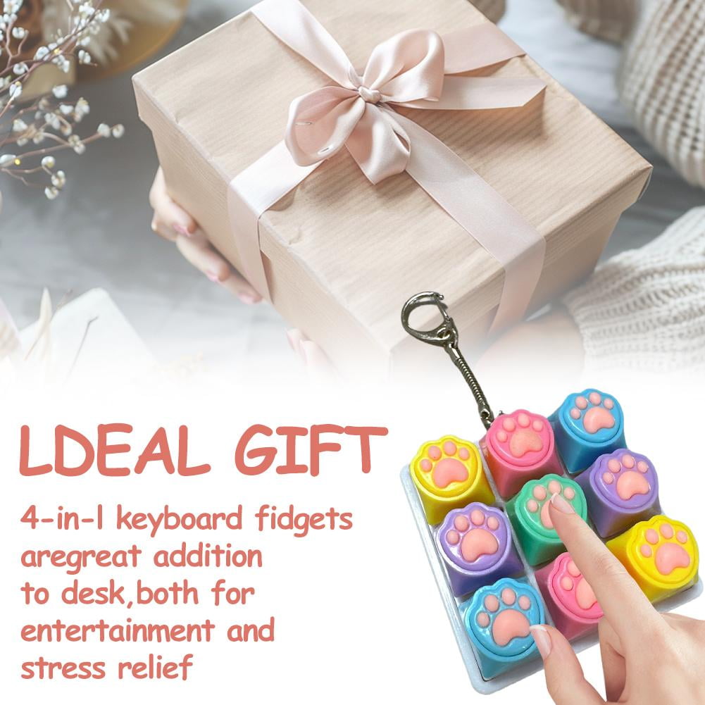 9 Keys Keyboard Keychain Toy, Quiet Clicking Stress Relief Keyboards ...
