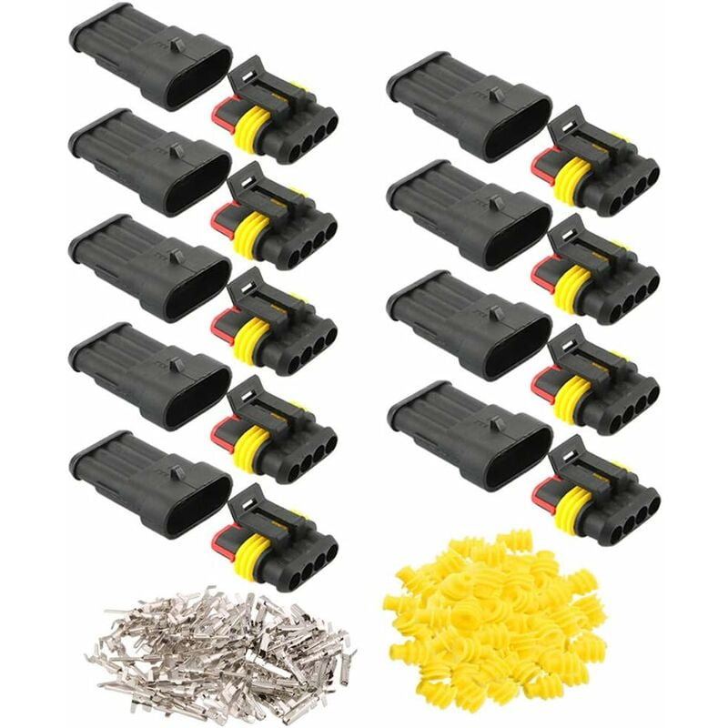 9 Kit Professional 4 Pin Car Electrical Wire Waterproof Connector ...