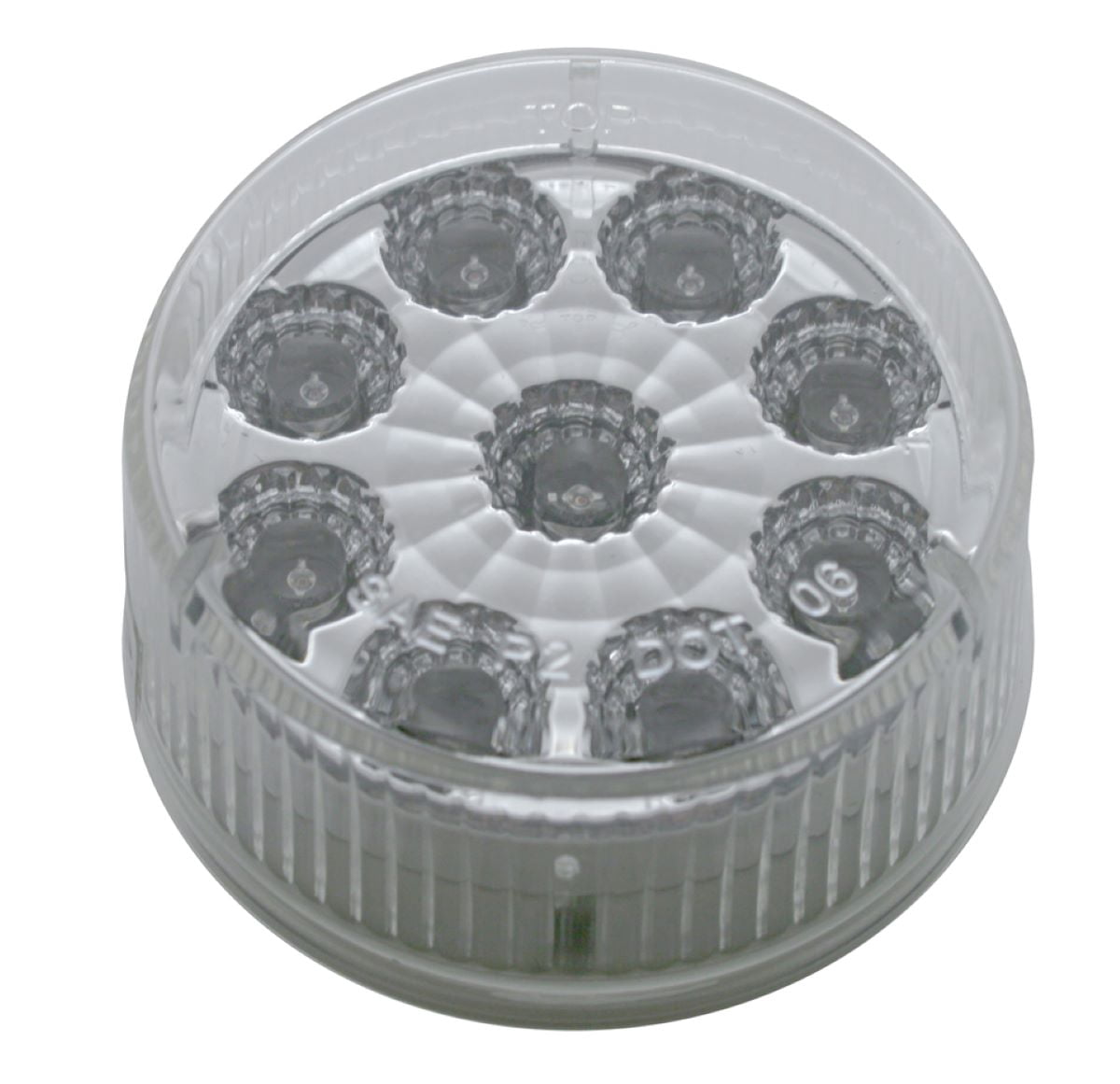 9 LED 2" Round Amber Reflective Marker Clearence Light Clear Lens ...