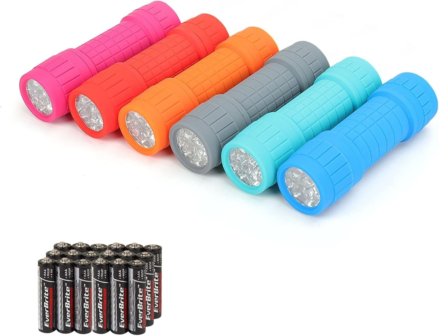 9-LED Flashlight 6-Pack Impact Handheld Torch Assorted Colors with ...