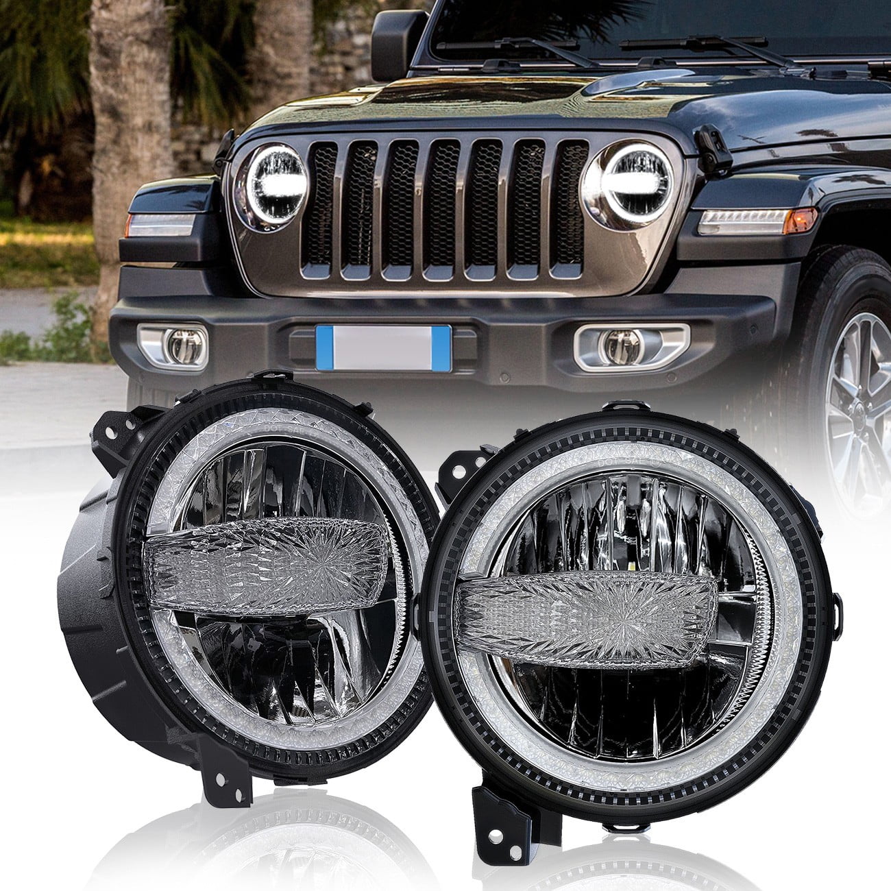 9'' LED Headlights HALO Projector FOR 2018-2025 JEEP Wrangler JL ...