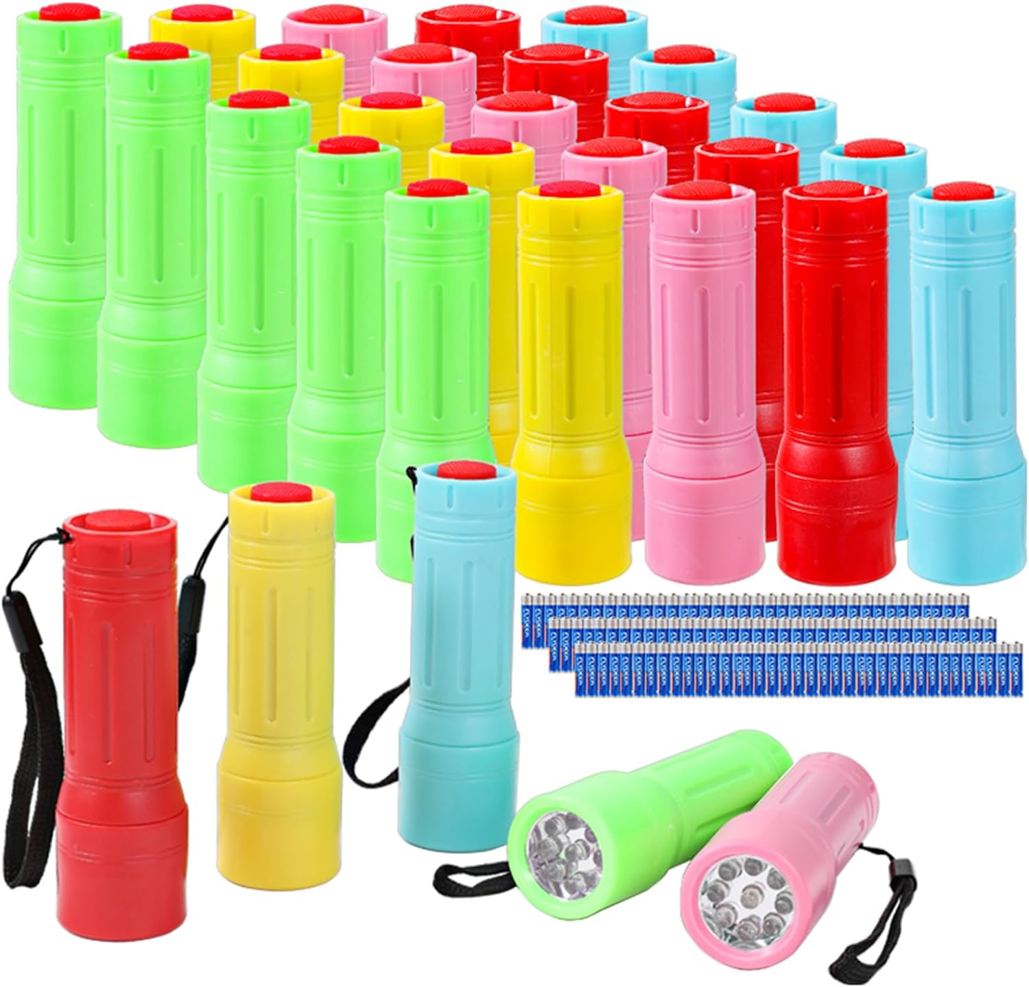 9-LED Mini Flashlight Bulk 30 Pack, Small Multicolor Kids Flashlights ...