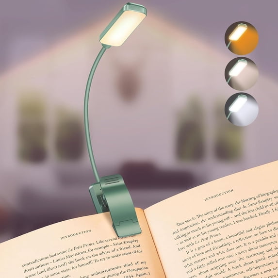 9 LED Rechargeable Book Light for Reading in Bed - Eye Caring 3 Color ...