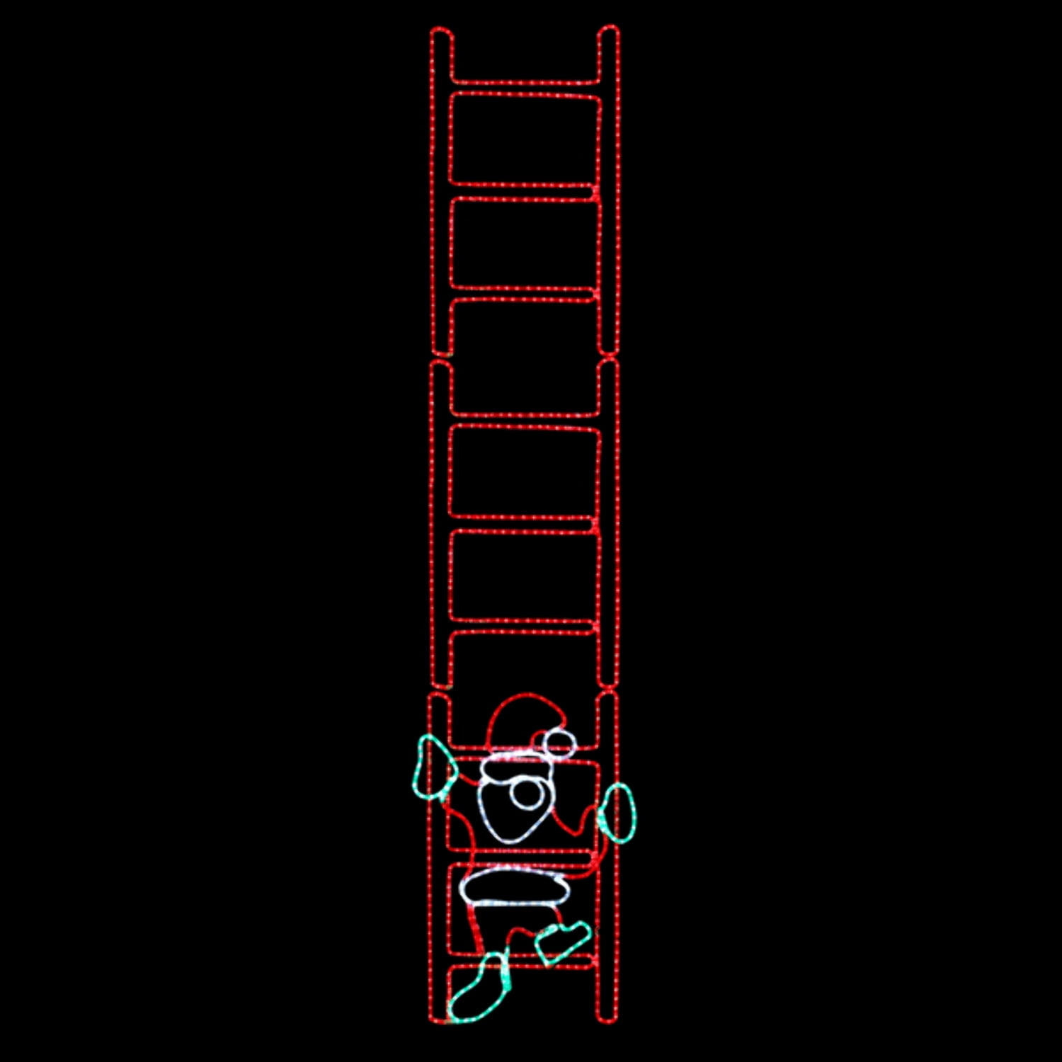 9' LED Rope Light Santa Climbing Ladder (3 Stage) Silhouette Motif ...