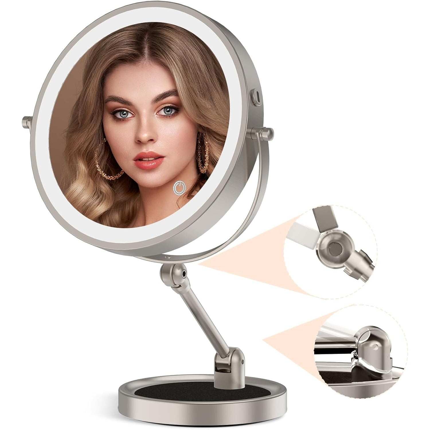 9" Large Lighted Makeup Mirror with 1X/10X Magnification, 4000mAh ...