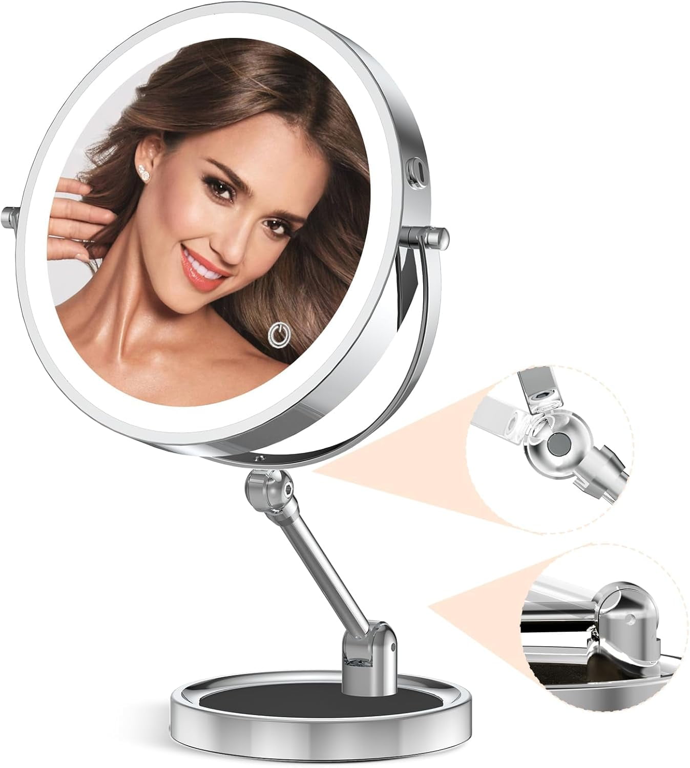 9" Large Lighted Makeup Mirror with 1X/10X Magnification, 4000mAh ...