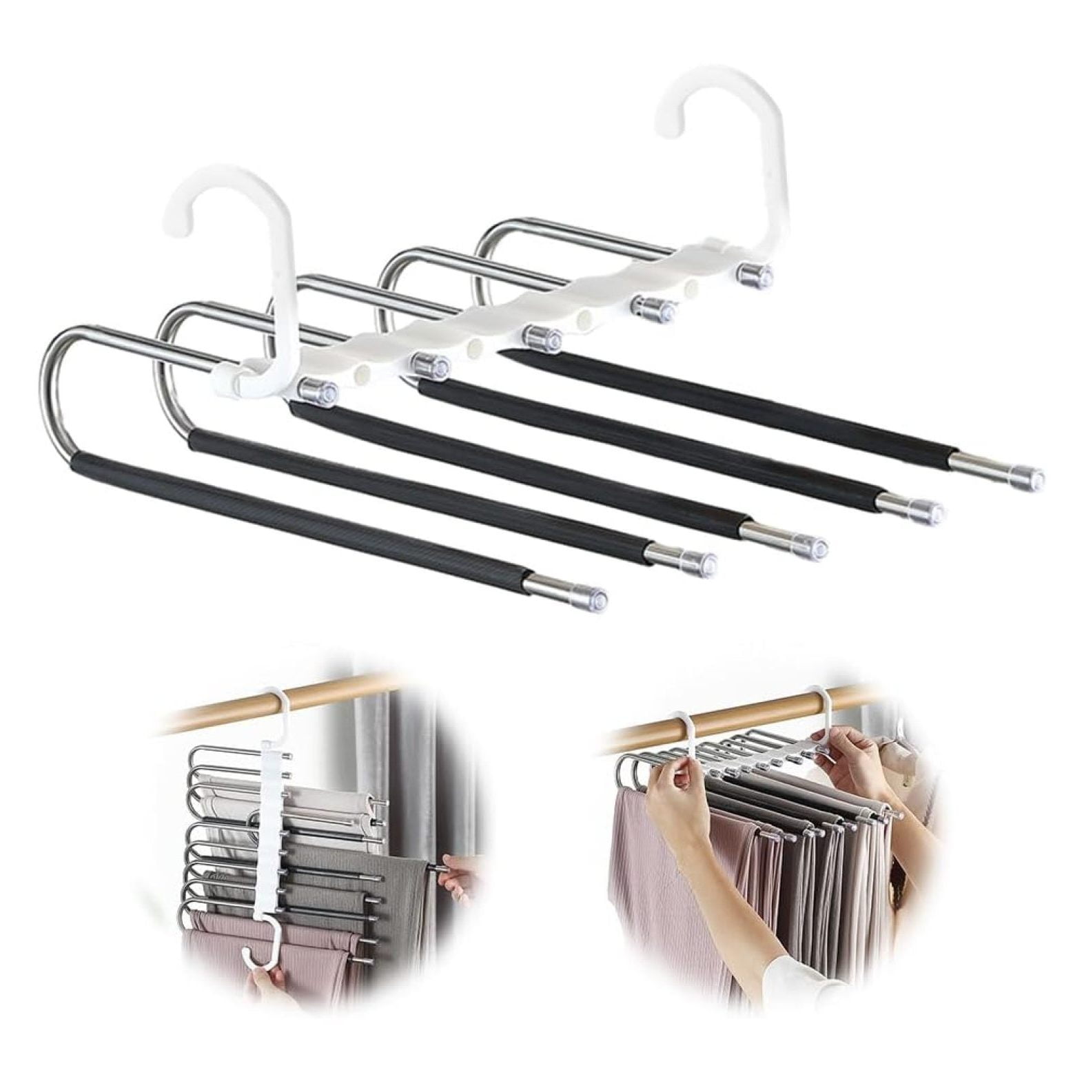 9 Layer Pants Hanger Space Saving, 2025 New Multifunctional Pants Rack ...