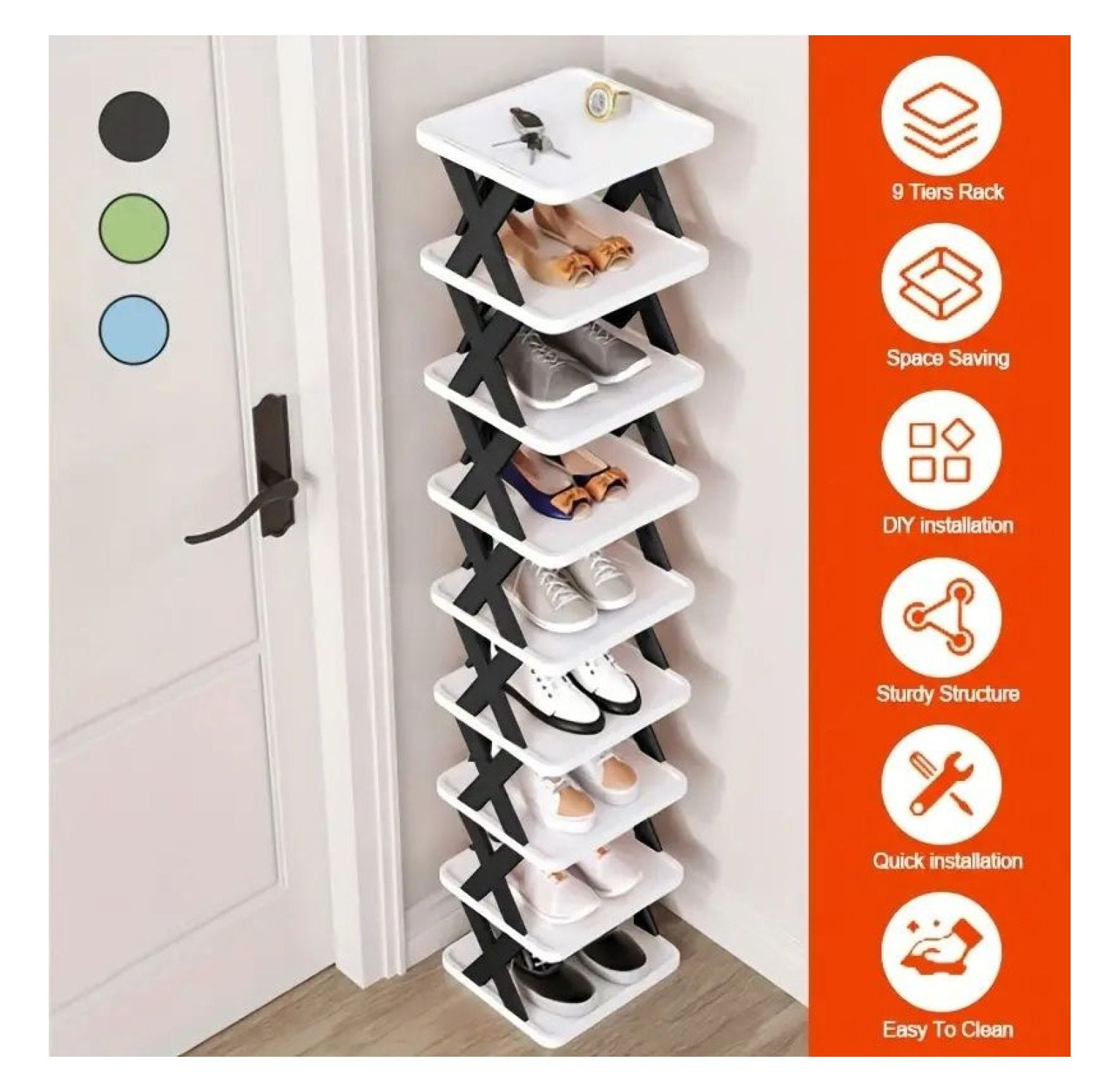 9-Layer Shoe Rack - Space Saving Vertical Organizer for Entryway ...
