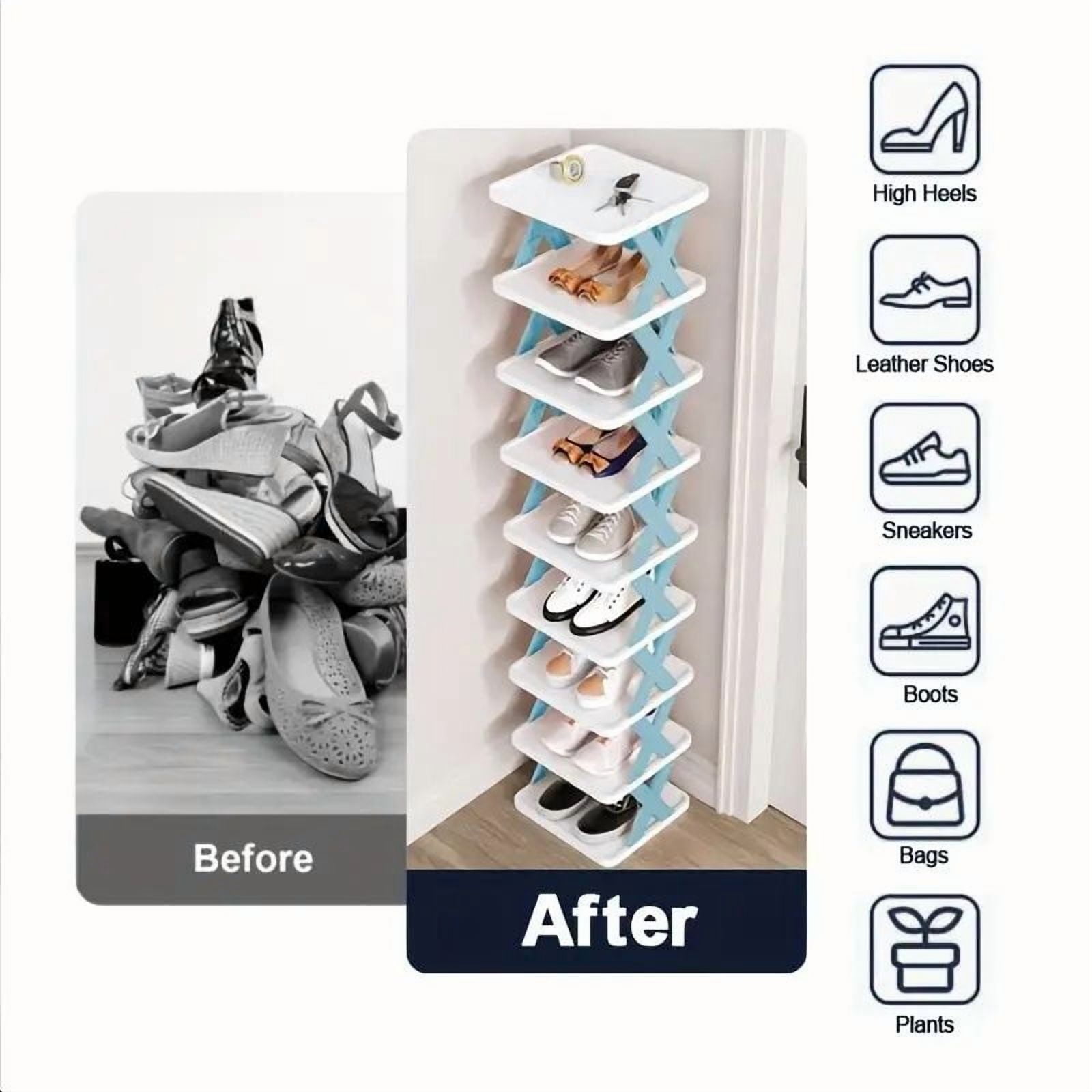 9-Layer Shoe Rack - Stackable Shoe Organizer for Closet, Entryway ...