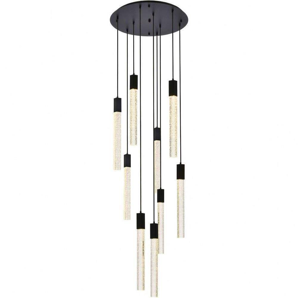 9 Light Pendant in Modern Style-24 inches Tall and 24 inches Wide-Black ...