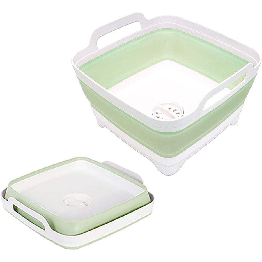 9 Liter Collapsible Plastic Vegetable Wash Basin with Drain Plug for ...