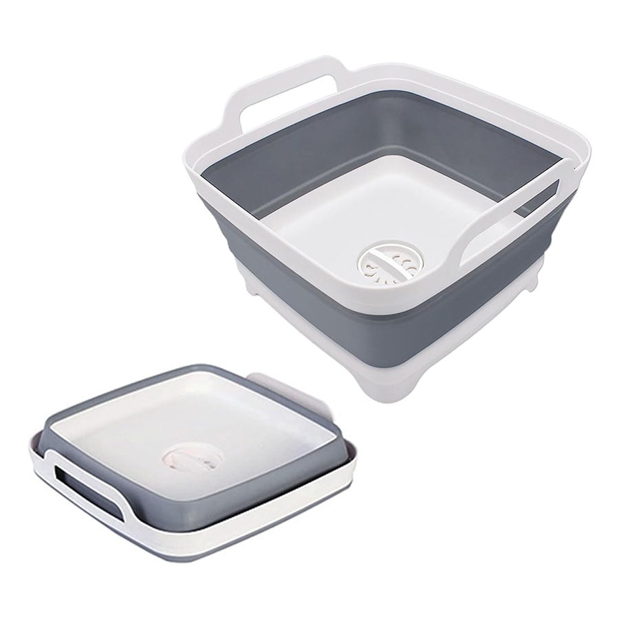 9 Liter Collapsible Plastic Vegetable Wash Basin with Drain Plug for ...