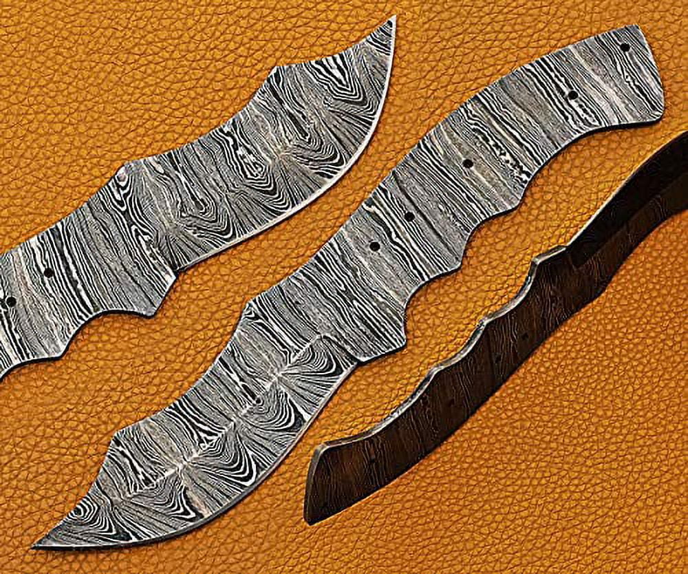 9" Long Dao Blade, Hand Forged Ladder Pattern Damascus Steel Blank ...