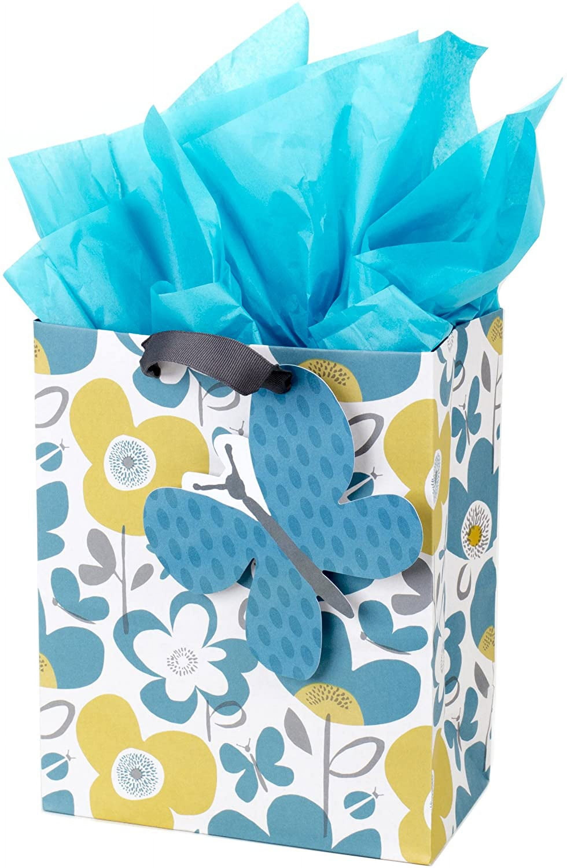 9" Medium Gift Bag with Tissue Paper (Flowers and Butterflies ...
