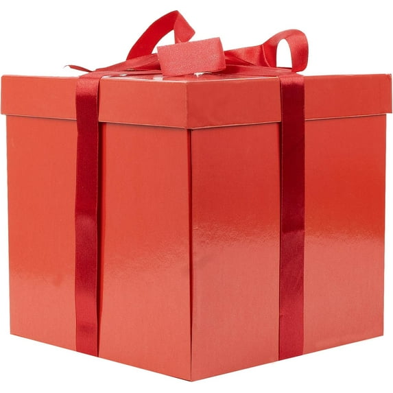 9" Medium Gift Box with Lid and Paper Filler, Red Gift Box with Ribbon ...
