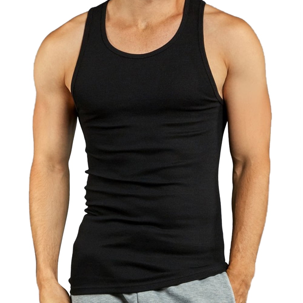 9 Mens 100% Cotton Tank Top A-Shirt Muscle Ribbed Sleeveless Undershirt ...