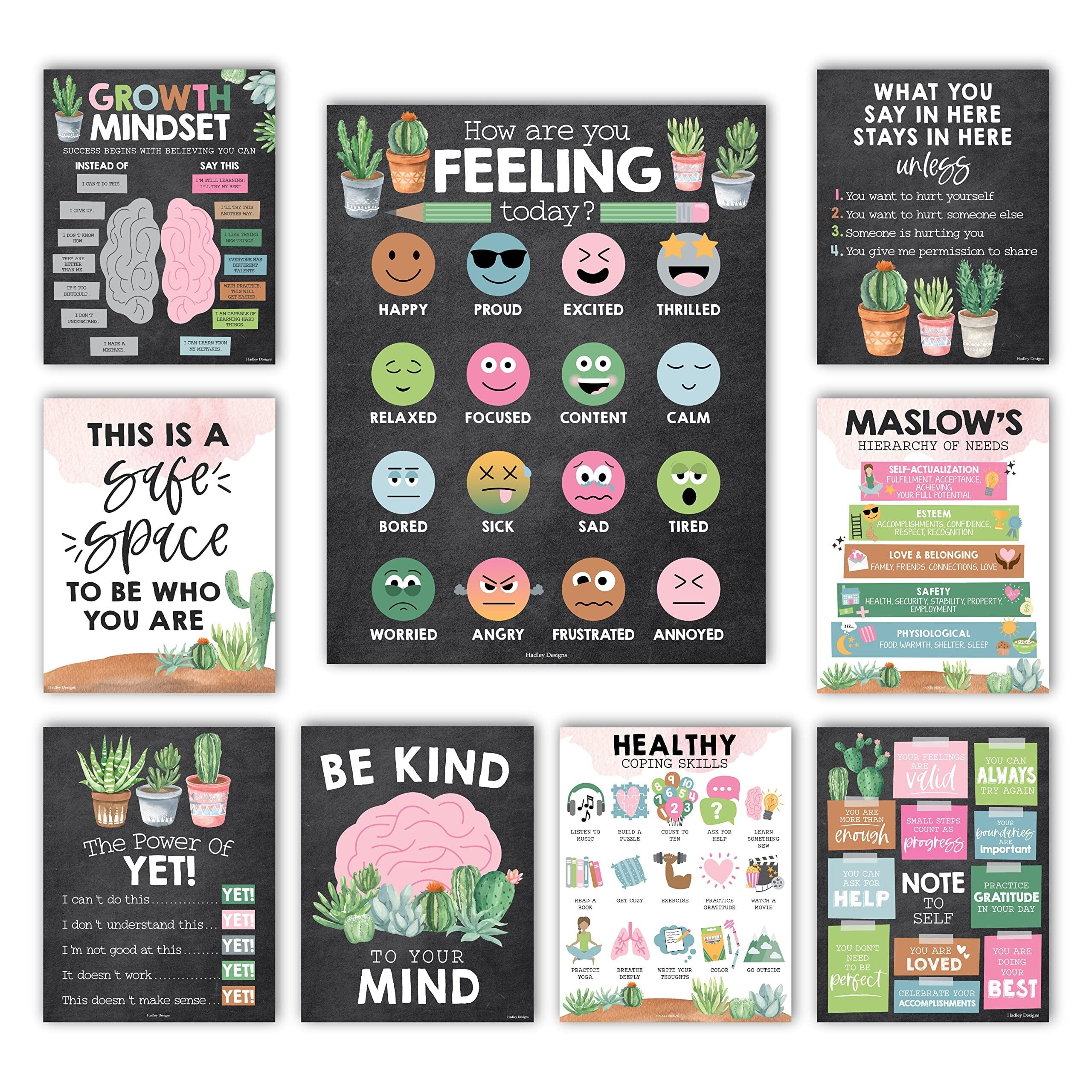 9 Mental Health Posters For Classroom School Counselor Office Decor ...