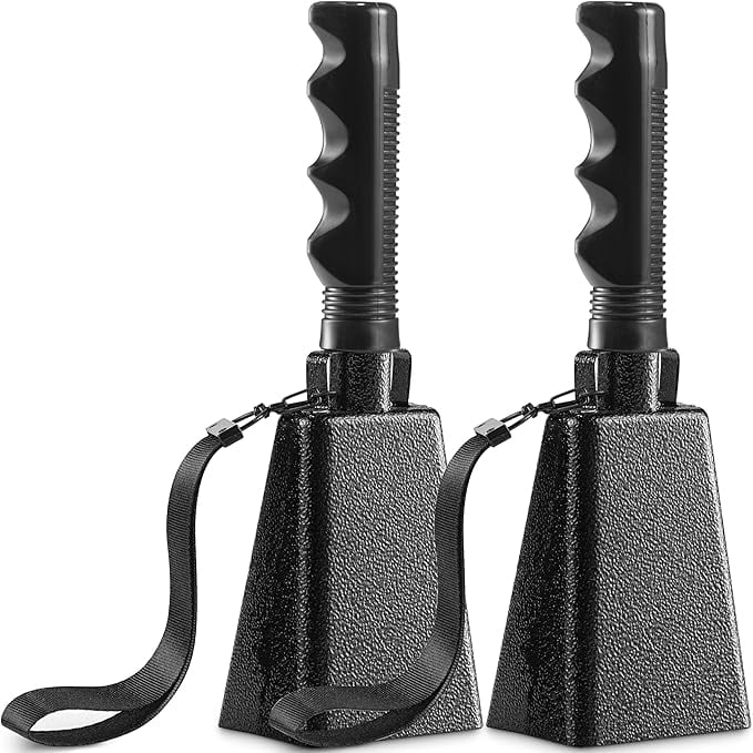 9" Metal Cowbells with Handle - (2 Pack) Cow Bells Loud Cheering Noise ...