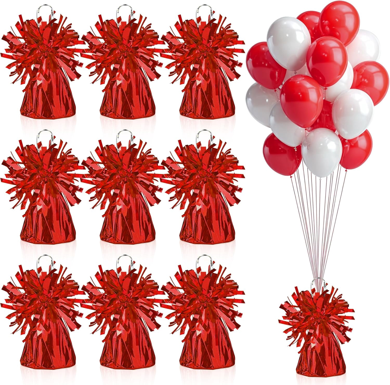 9 Metal Wrapped Balloon Weights, red helium balloon weights, for ...