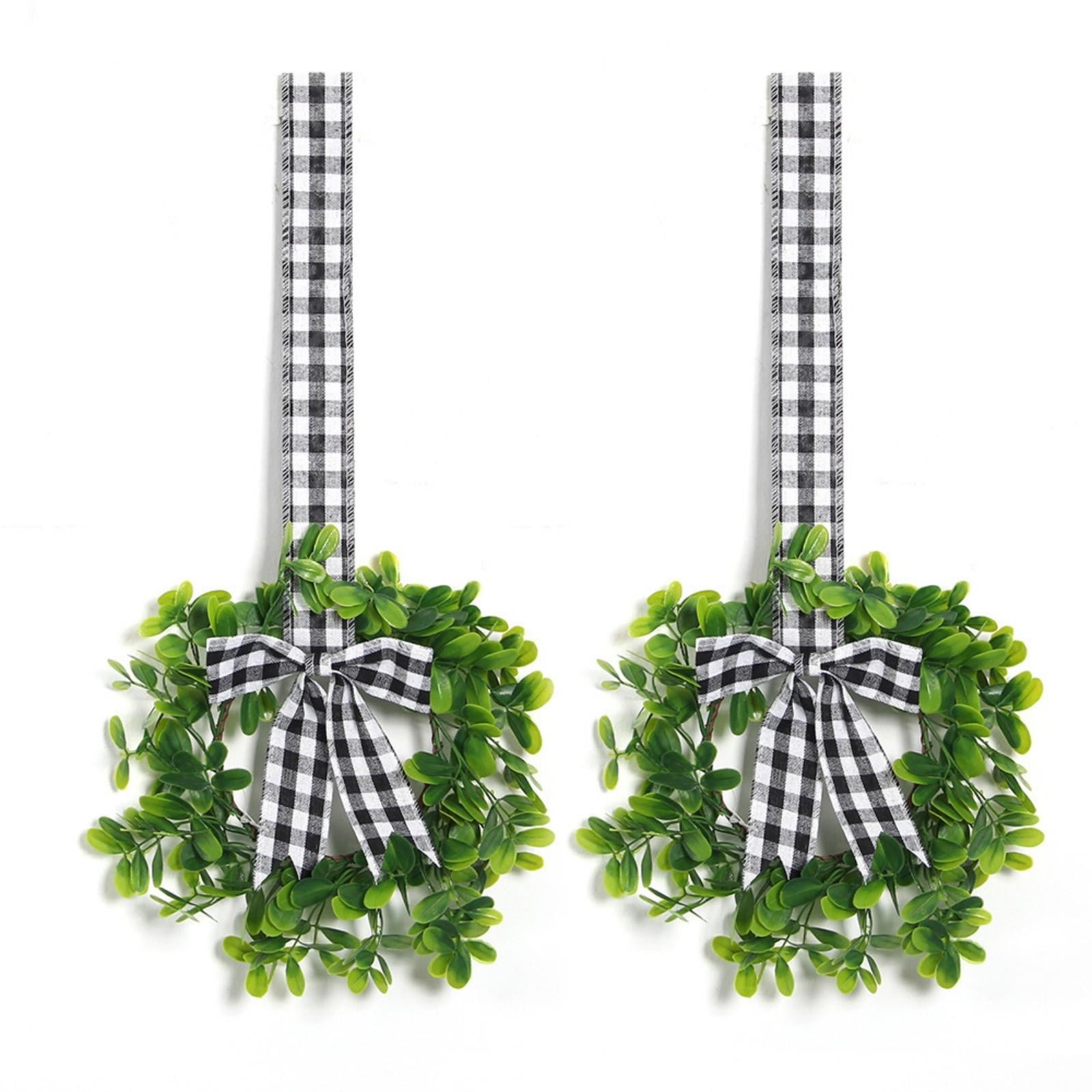 9" Mini Green Wreath for Front Door, Artificial Spring Summer Greenery ...