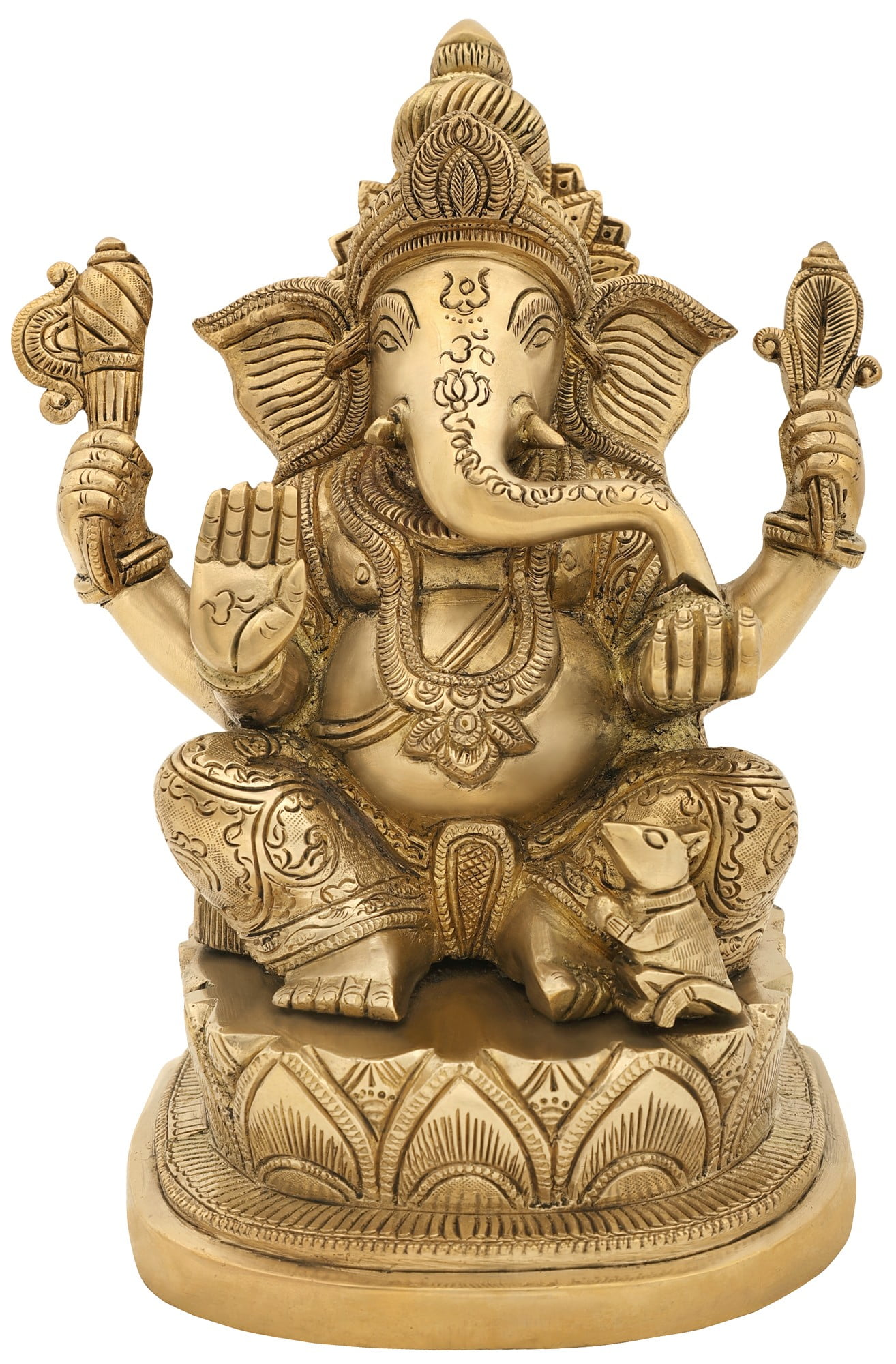 9" Modak Eating Lord Ganesha In Brass | Handmade | Made In India ...