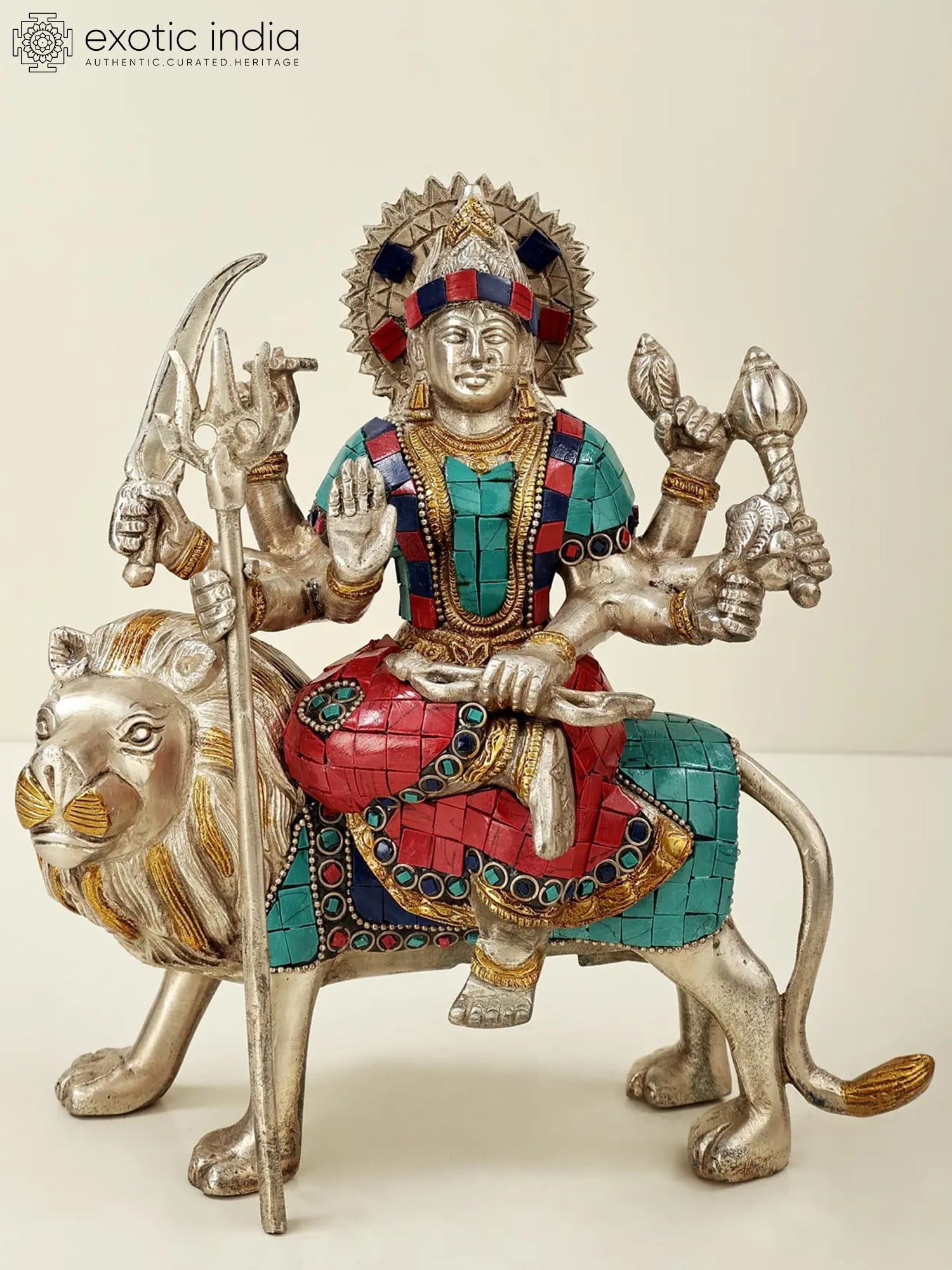 9" Mother Goddess Durga Brass Statue | Handmade | Made in India - Brass ...