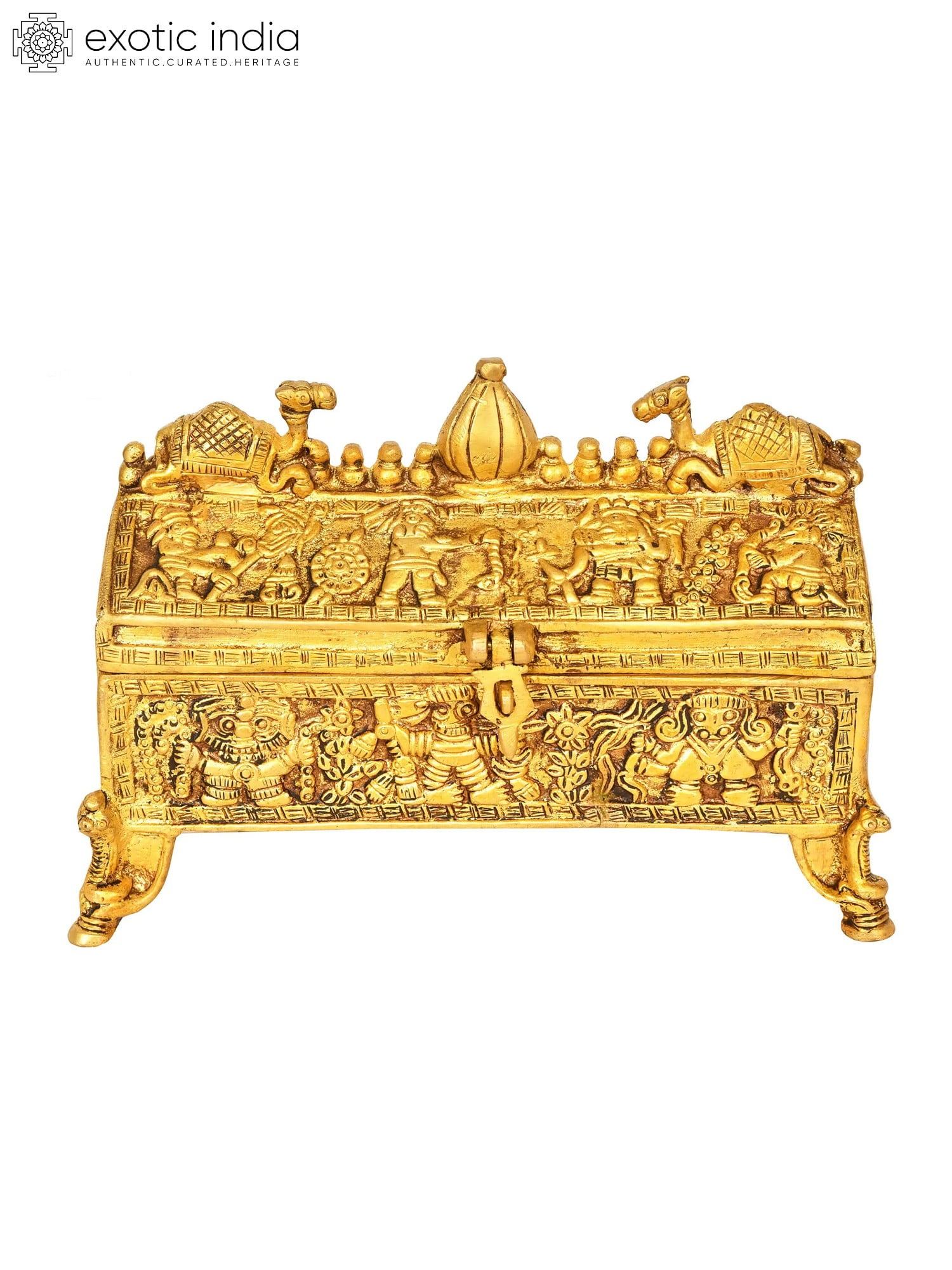 9" Mythical Treasure Box in Brass | Handmade | Made In India - Brass ...