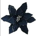 9" Navy Blue Velvet Poinsettia Stem/Pick with Silver Trim - Walmart.com