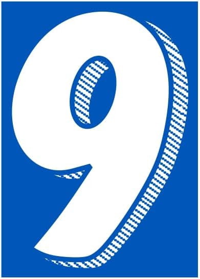 #9 Number Window Stickers 7.5 Inch Vinyl White Blue - Auto Dealer ...