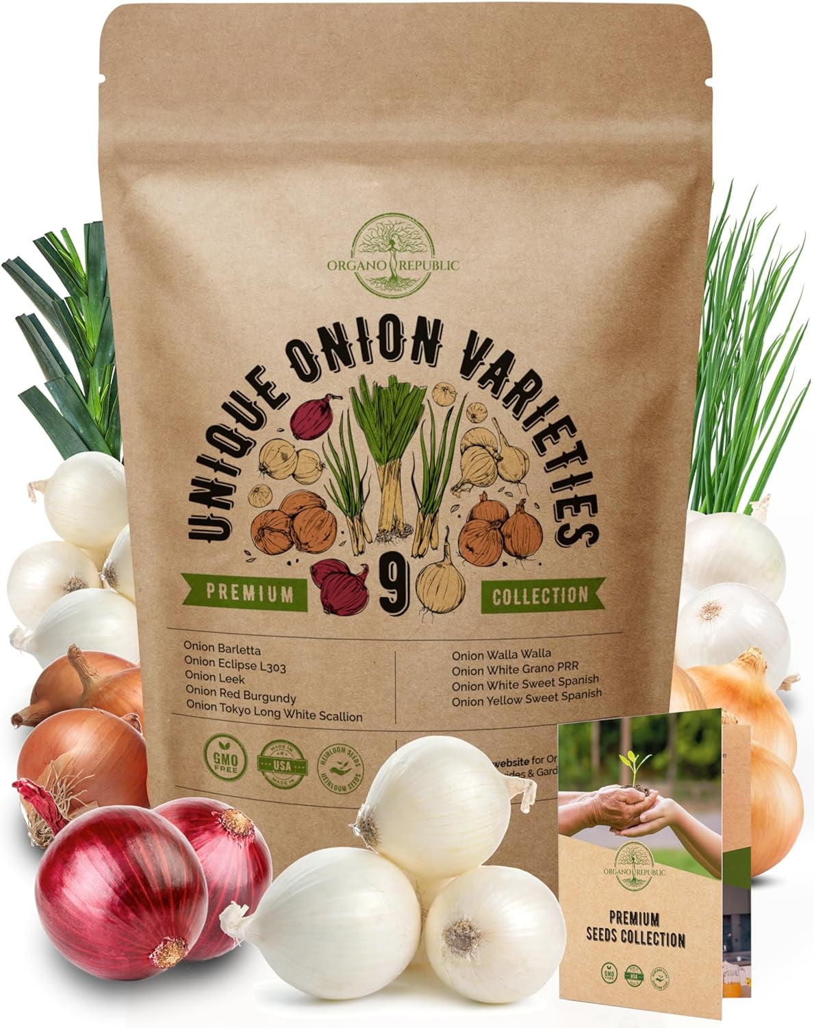 9 Onion Seeds Variety Pack - 4200+ Non GMO Heirloom Seeds for Planting ...