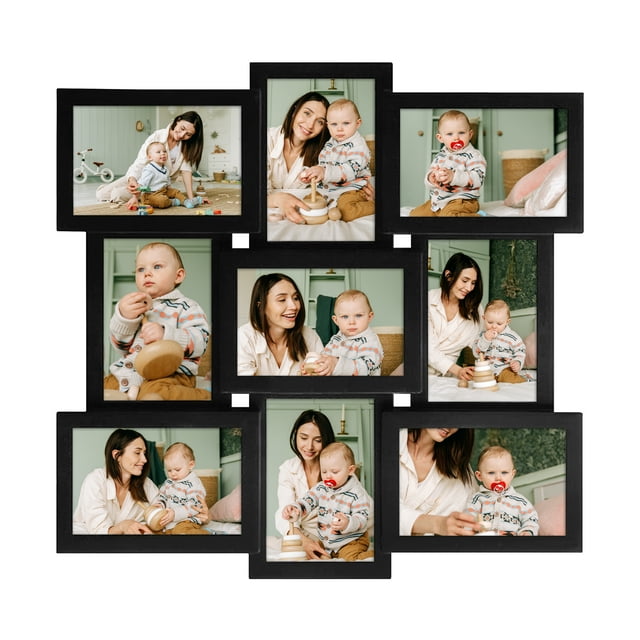 HELLO LAURA 9-Opening 4x6 Black Picture Frame Collage, Elegant Design ...