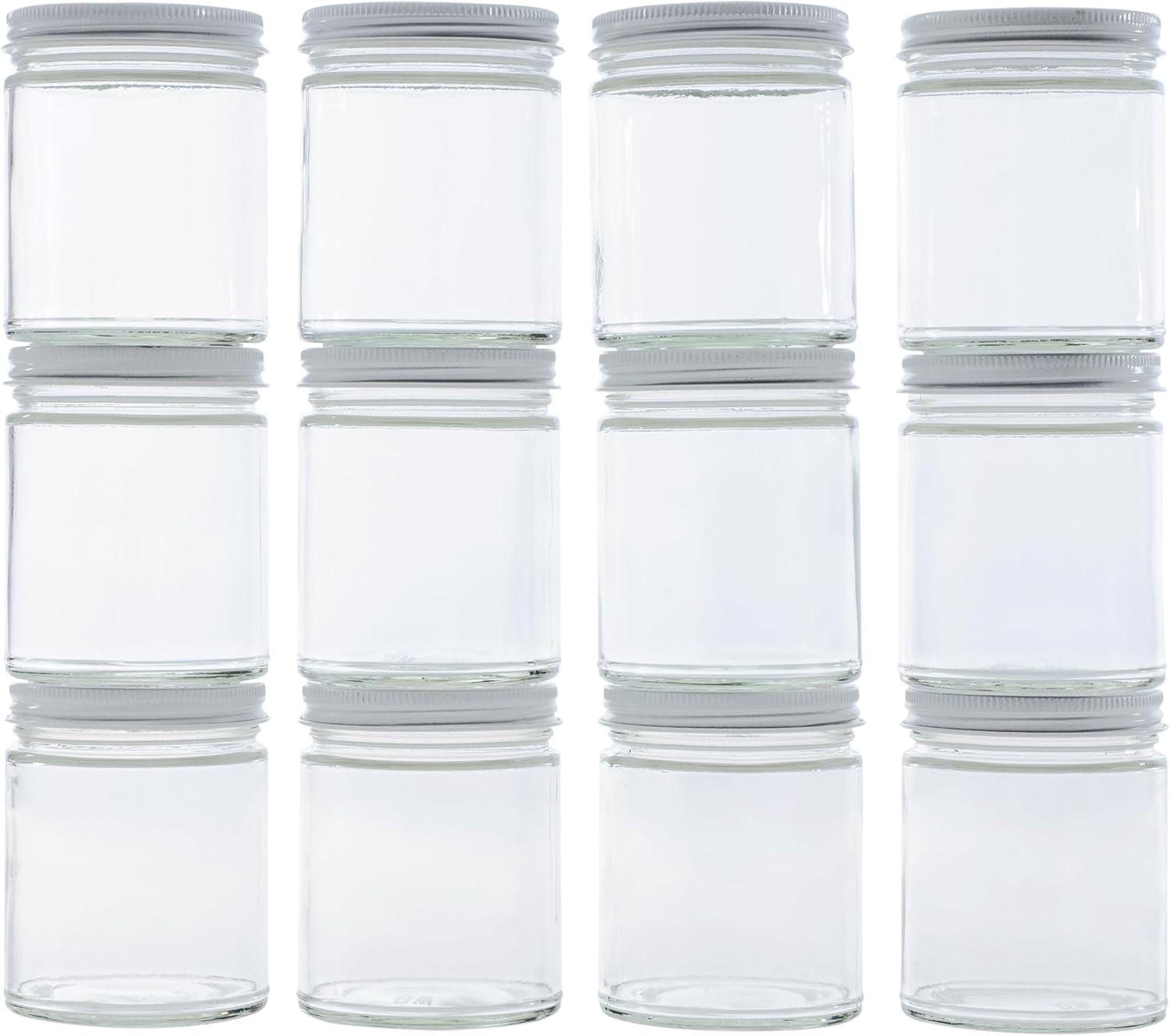 9 Ounce Clear Glass Straight Sided Mason Canning Jars - With 70mm White ...