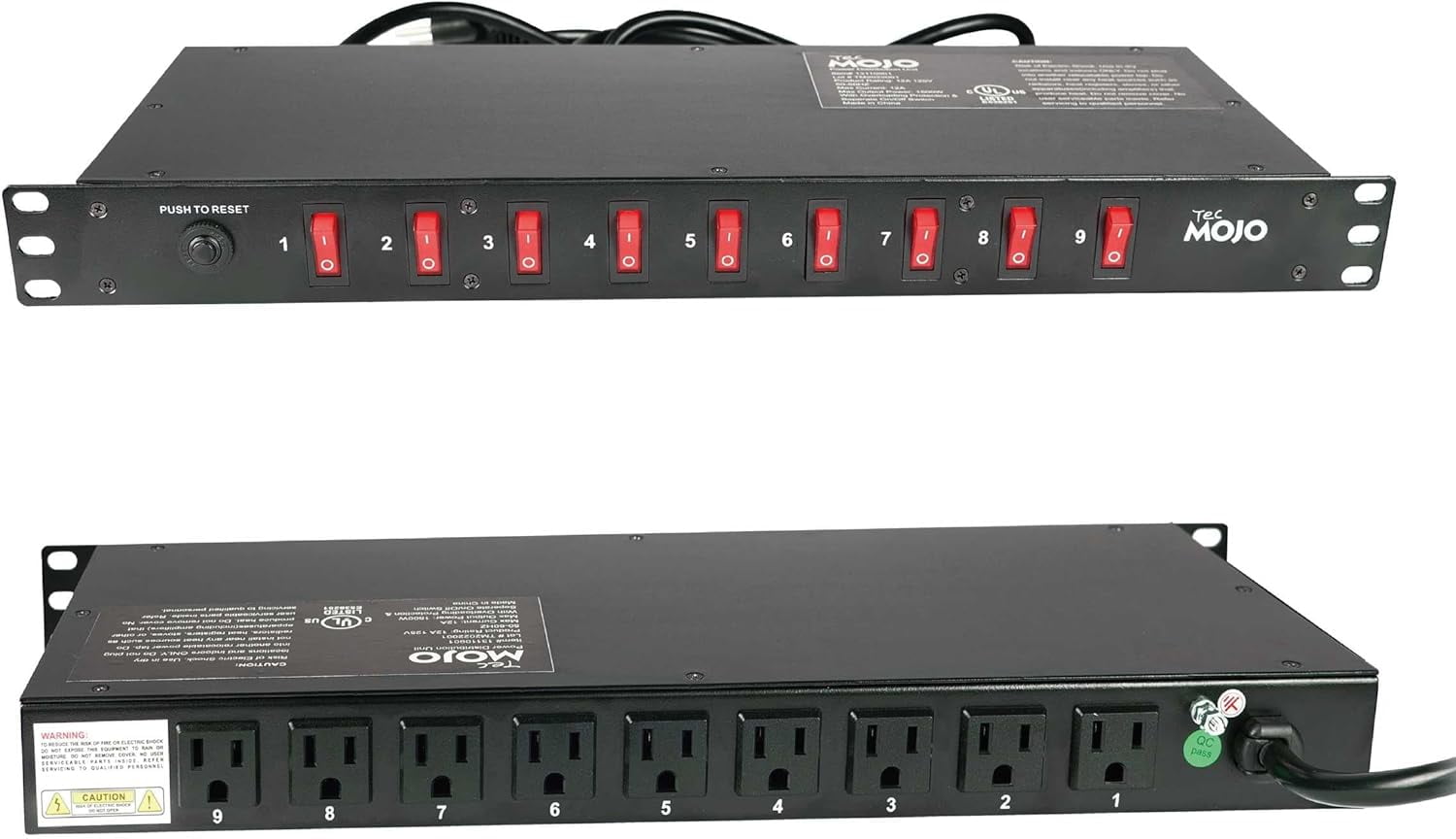 9-Outlet Rack Mount Overloading Protection Circuit Breaker PDU Power ...