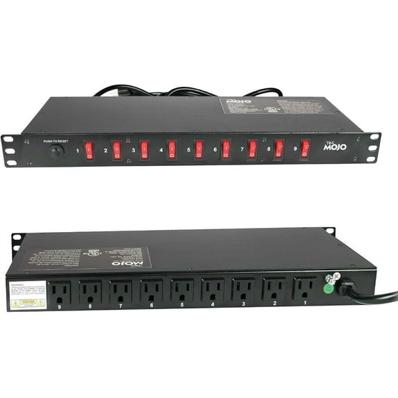9-Outlet Rack Mount Overloading Protection Circuit Breaker PDU Power ...
