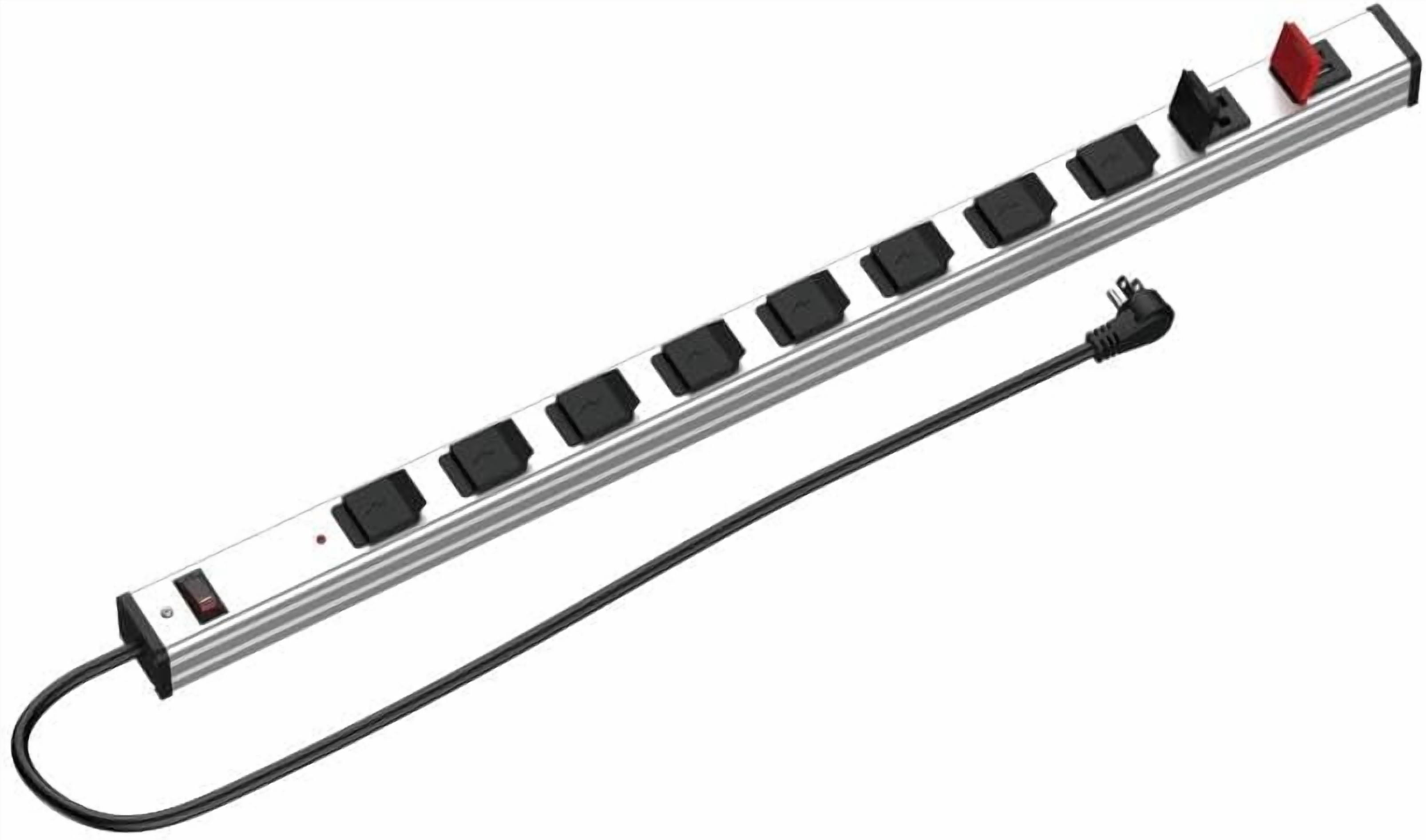 9 Outlets 2 USB Heavy Duty Metal Socket Power Strip,10-Foot Long ...
