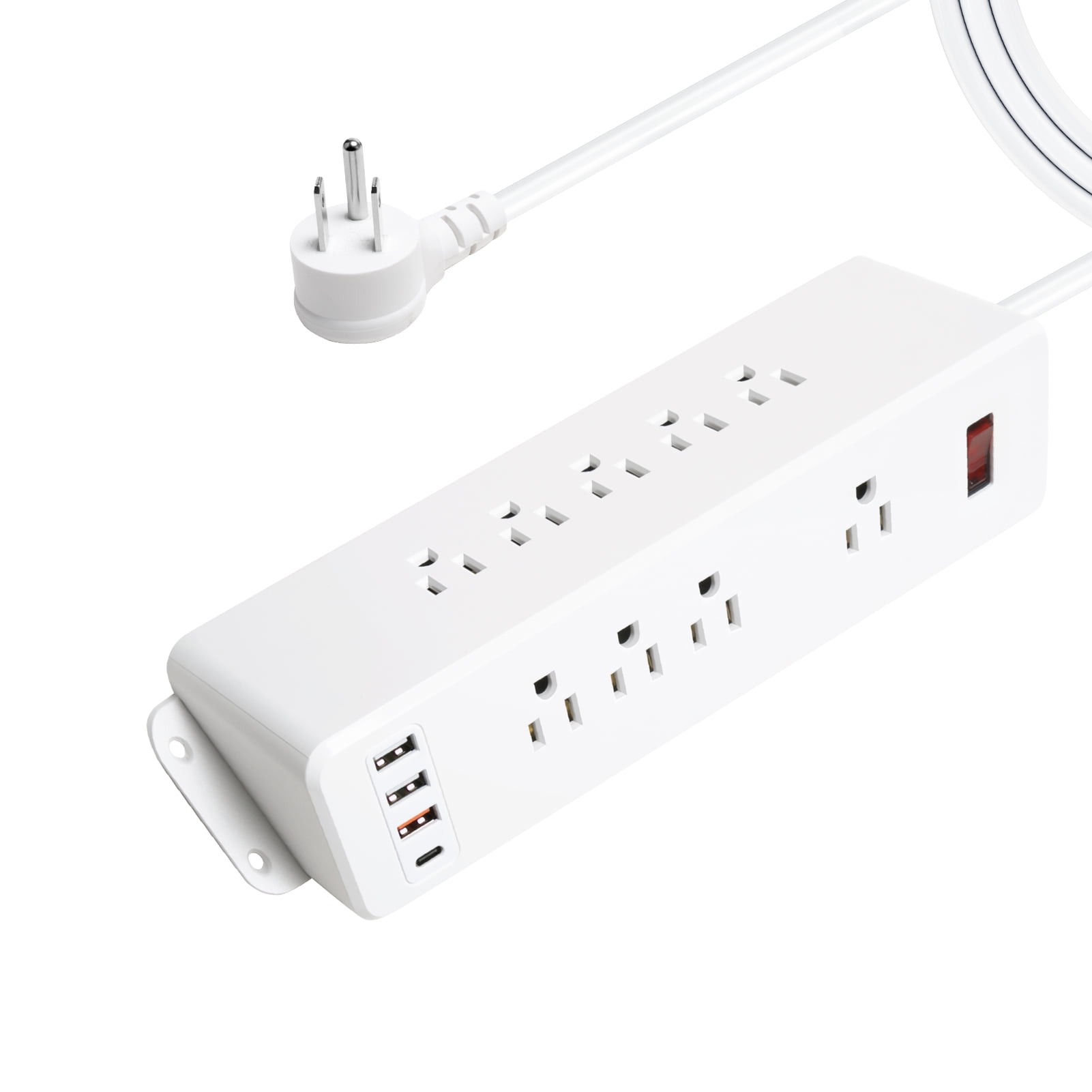 9 Outlet Power Strip, Wall Mount Extender, Fast Charge USB-C PD & USB-A ...