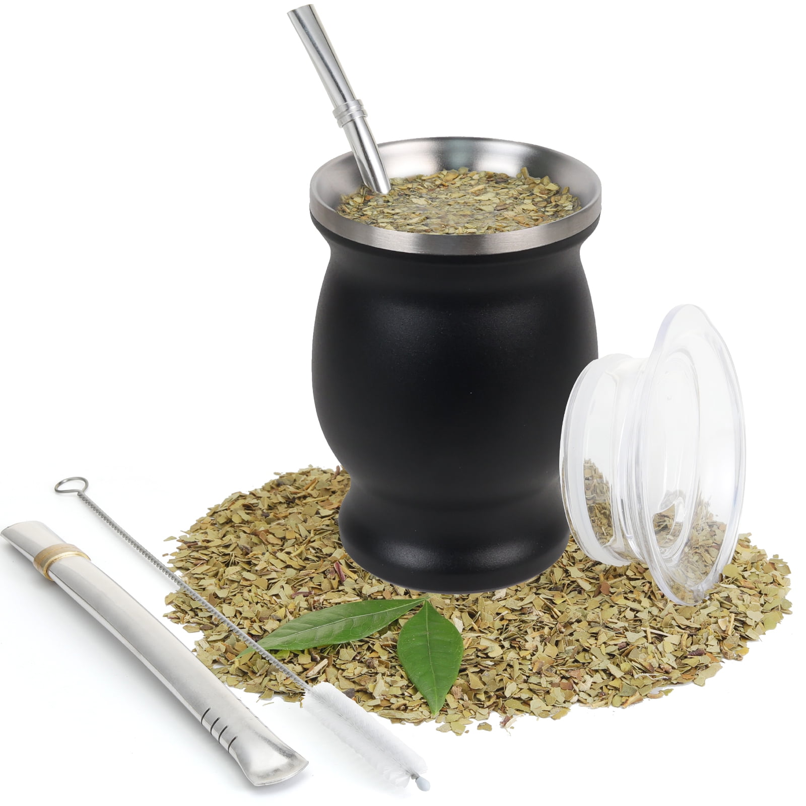 ROCKY&CHAO 9 Oz Yerba Mate Cup Set with 2 Straws, BPA Free Lid, Double ...