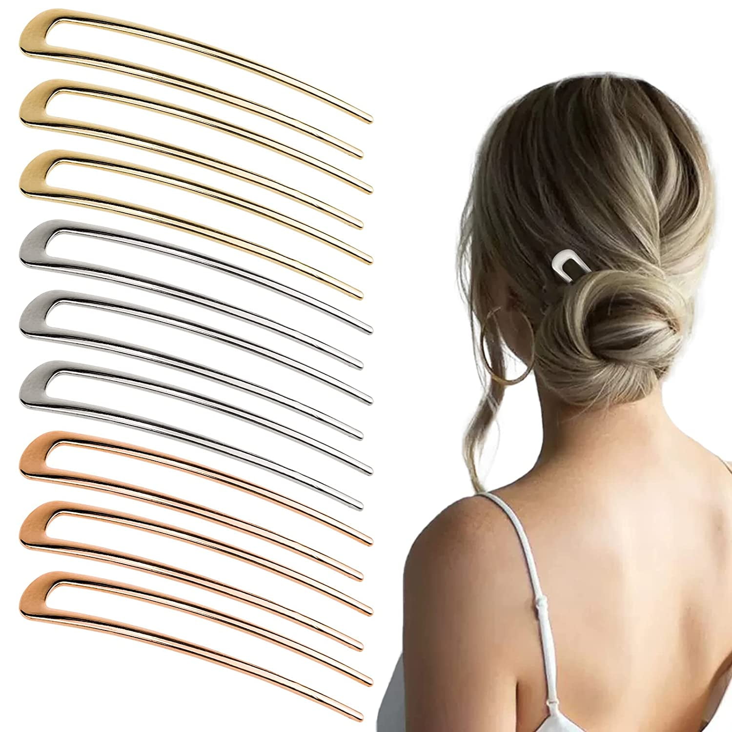 9 PACK Metal Shaped Hair Pins Shaped Hair Pin Stick Hair Pin Fork ...