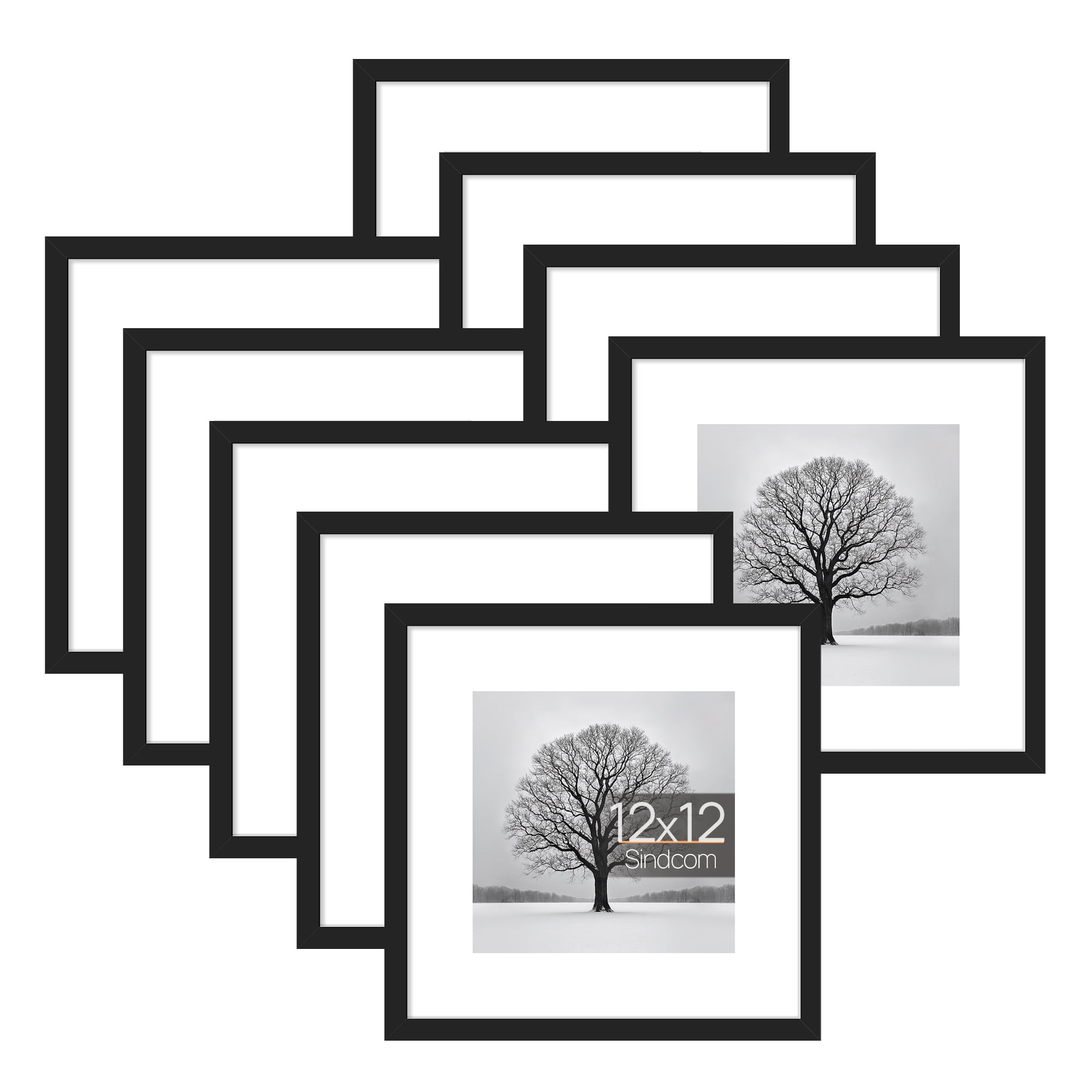 Sindcom 9 Pack 12x12 Picture Frames,Display Pictures 8x8 with Mat or ...