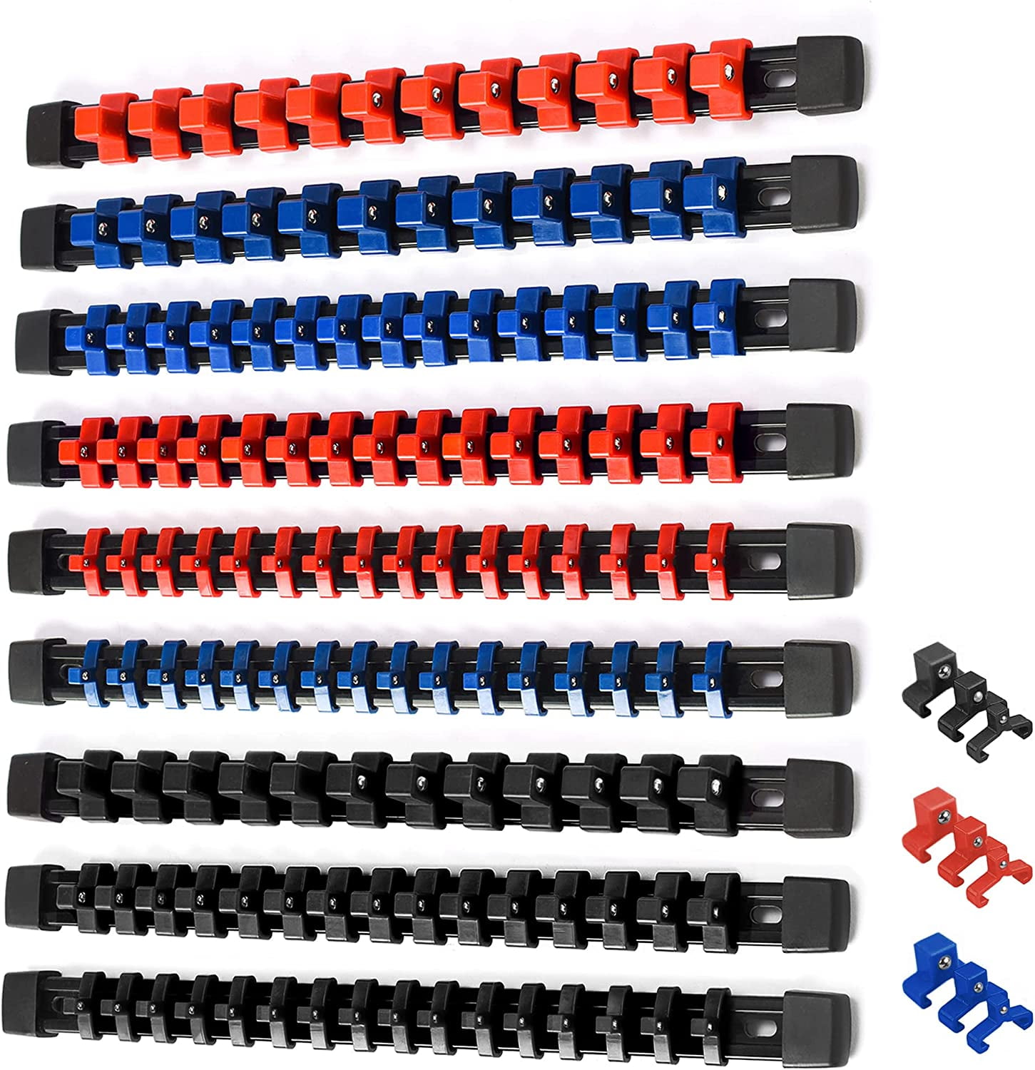 9 PC ABS Socket Organizer, 1/2 inch, 3/8 inchand1/4 inch Drive Socket ...