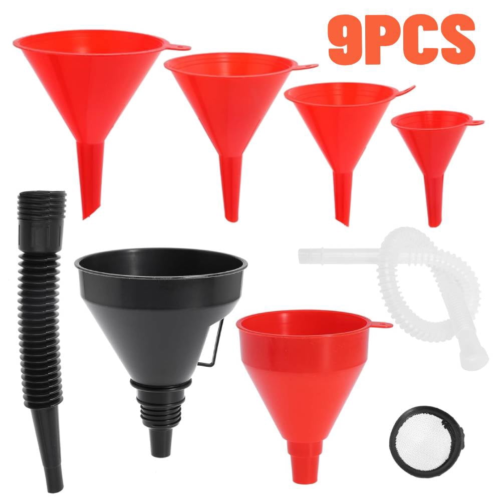 9 PCS Automotive Funnel Set, Plastic Funnel with Flexible Hose, Wide ...
