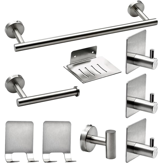 9 PCS Bathroom Hardware Set, Brushed Nickel Stainless Steel Bathroom ...