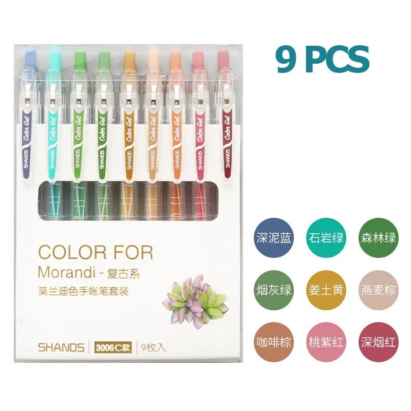 9 PCS Colored Gel Pens Set 0.5 mm Journaling Scrapbook Kawaii Ballpoint ...