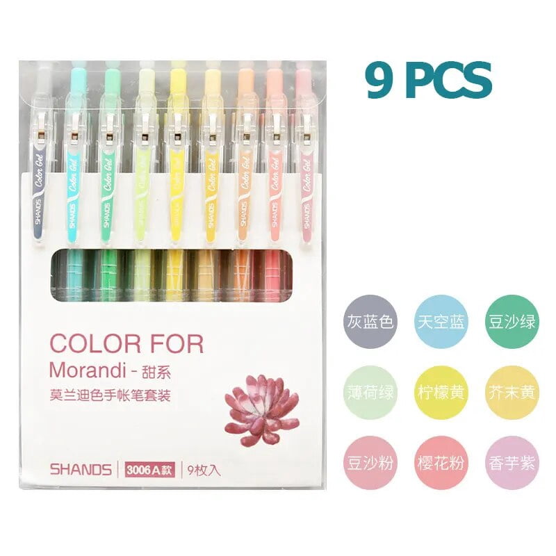 9 PCS Colored Gel Pens Set 0.5 mm Journaling Scrapbook Kawaii Ballpoint ...